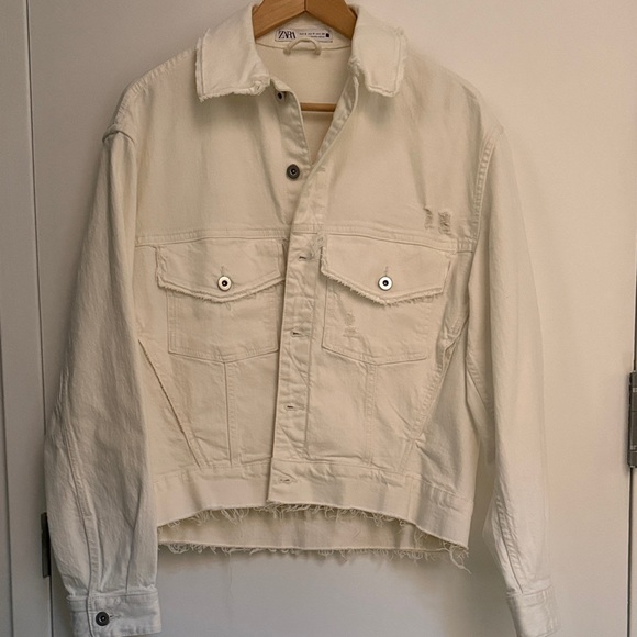 Zara | Jackets & Coats | Zara Cream Denim Jacket | Poshmark